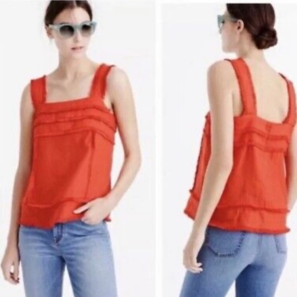 J. Crew | Tops | J Crew Tall Red Fringe Top | Poshmark